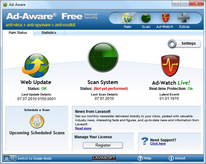 Ad-Aware Free Internet Security Скриншоты - Лицензионные и бесплатные ...
